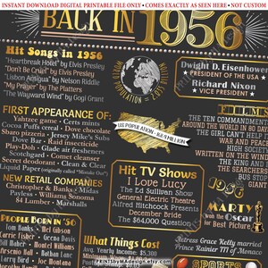 Back in 1956 Anniversary Poster Board, Flashback to 1956 Anniversary ...