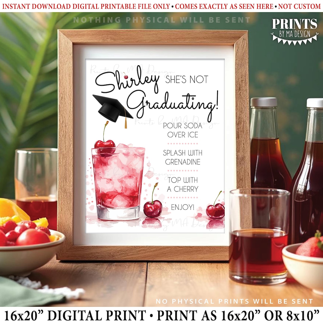 Graduation Shirley Temple Sign, Non-alcoholic Bar Menu, Signature Drink ...
