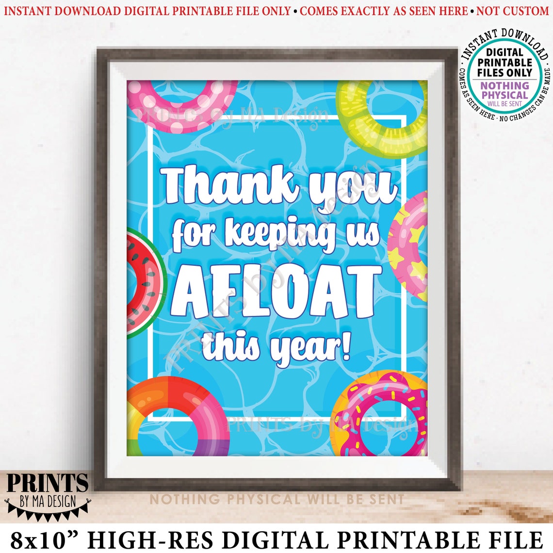 Pool Float Teacher Appreciation Sign, Thank You for Keeping Us Afloat ...