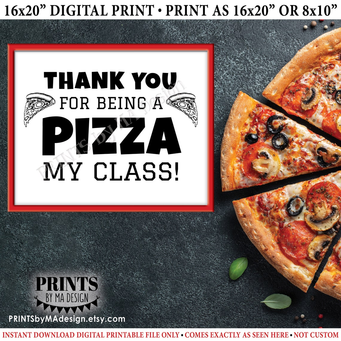 Class Party Pizza Sign Thank You for Being a Pizza My Class | Etsy