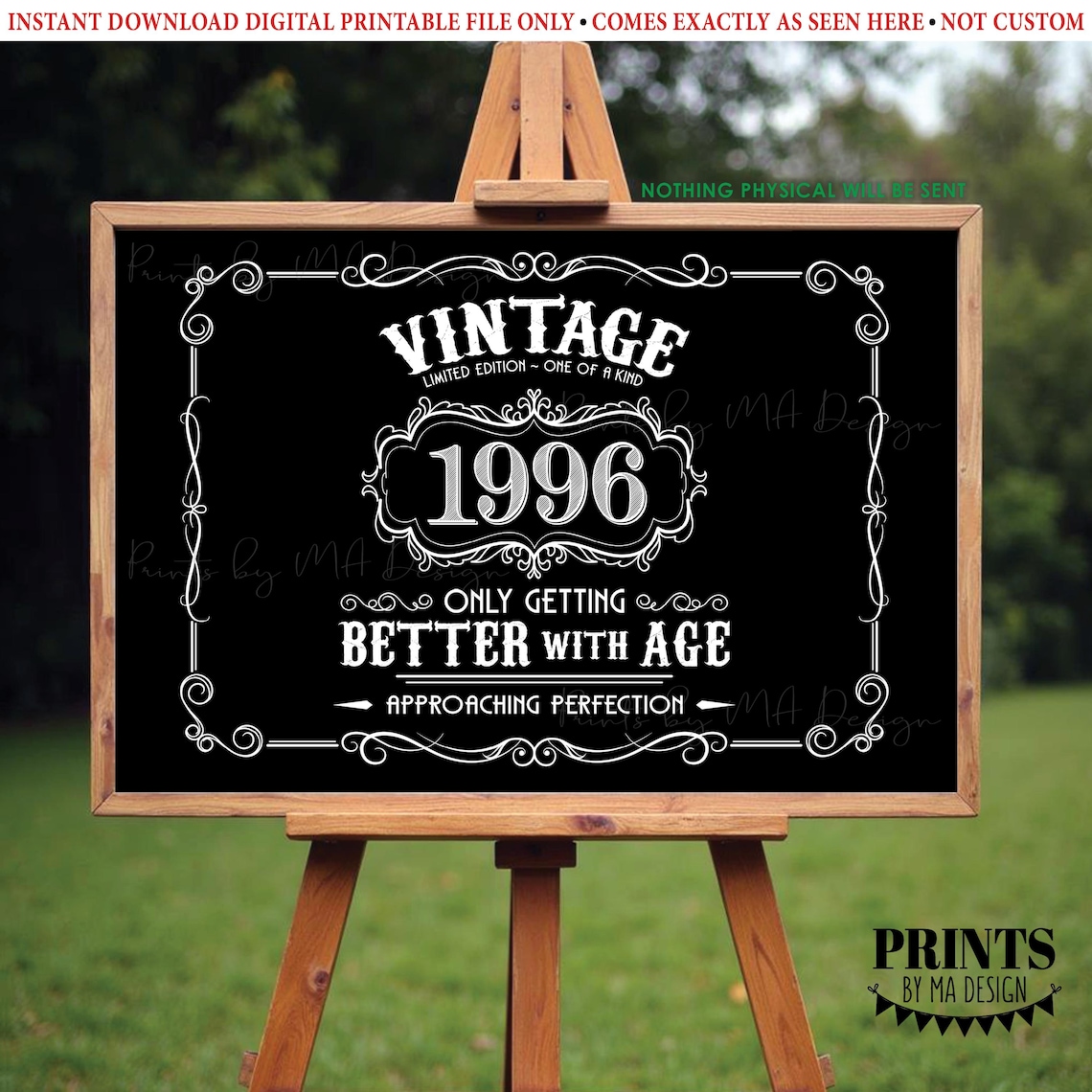1996 Birthday Sign, Better With Age Vintage Birthday Poster, Whiskey ...