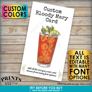 Bloody Mary Tags or Cards, Bloody Mary Drink Favor, PRINTABLE 8.5x11 ...