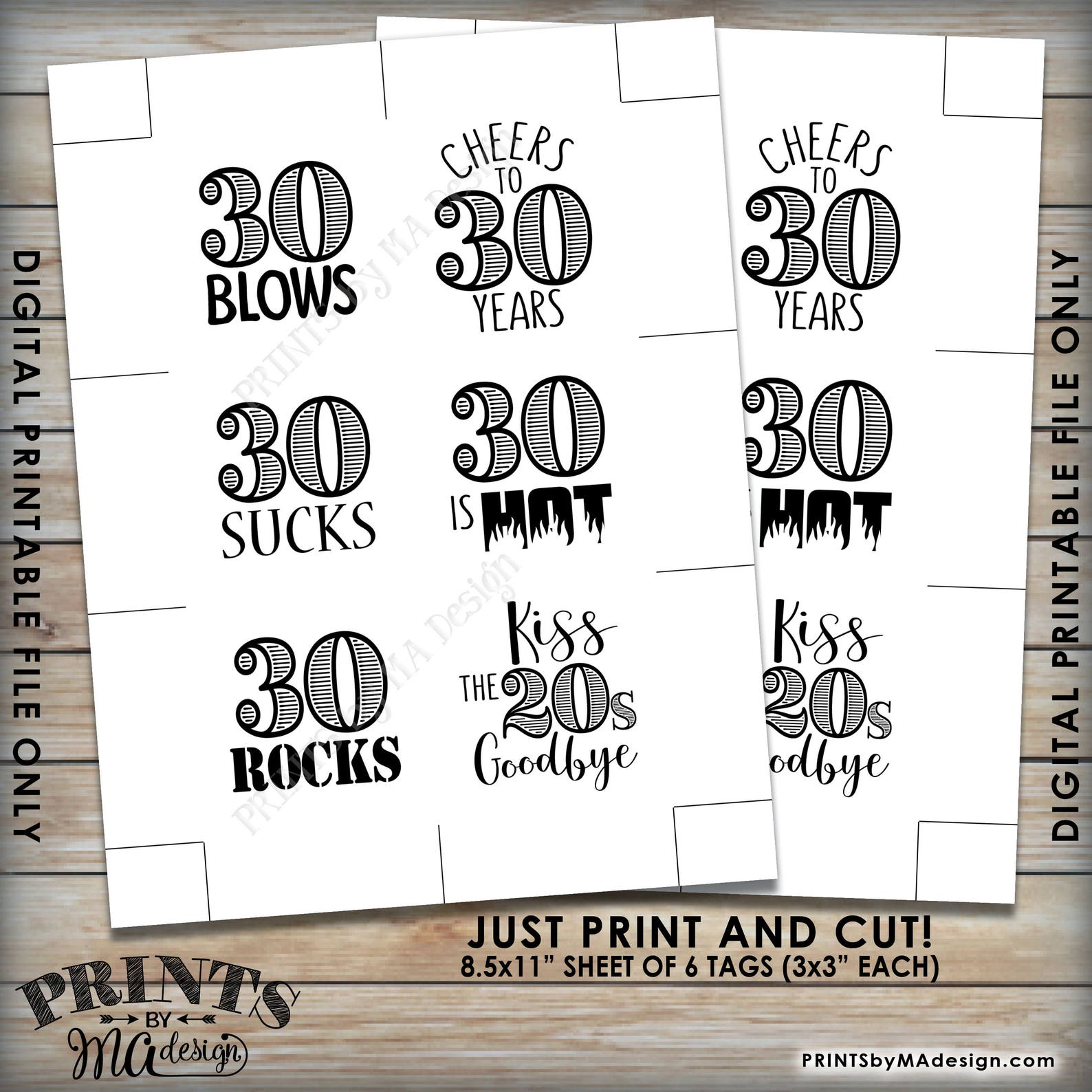 30th Birthday Party Candy Signs, Candy Bar, 30 Sucks Blows Rocks, Kiss ...