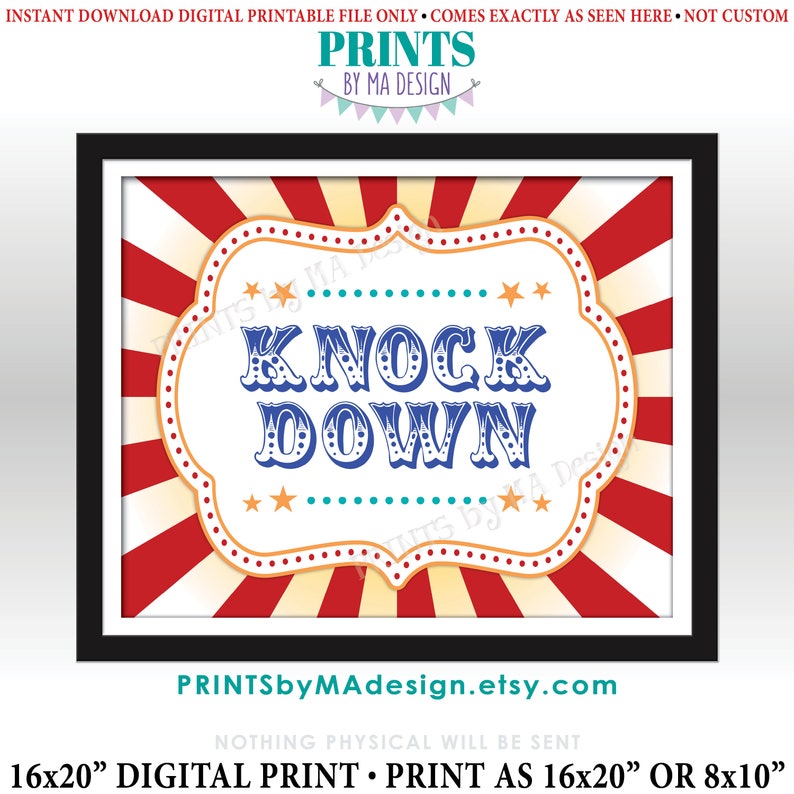 Carnival Knock Down Game Sign, Carnival Games, Circus Party Activities ...