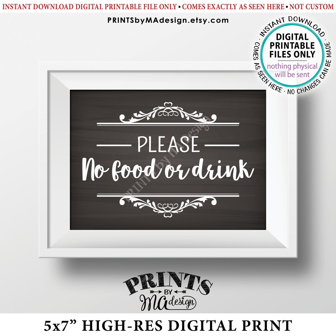 Please No Food or Drink Sign, No Food Sign, Keep Food Out, Rules for ...