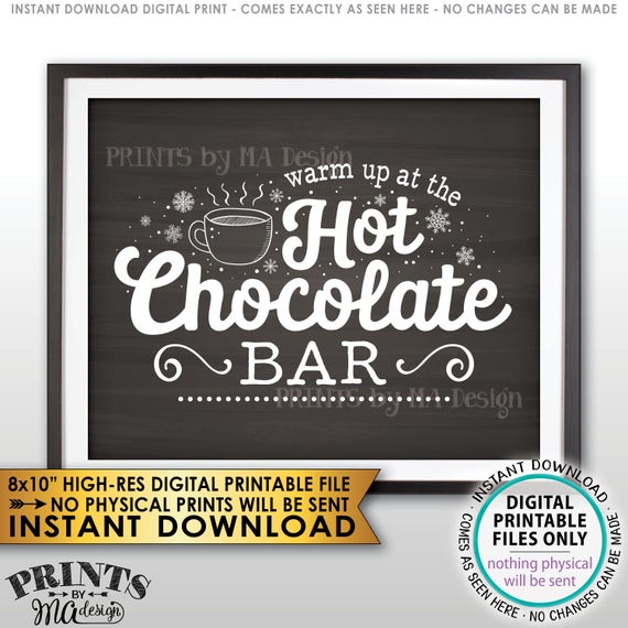 Hot Chocolate Sign Warm Up at the Hot Chocolate Bar Fall | Etsy