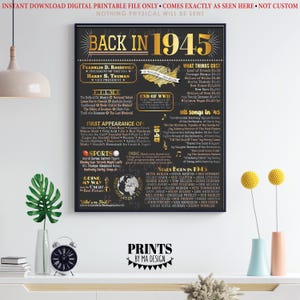 Back in 1945 Poster Board, Flashback to 1945, Remember 1945, USA ...