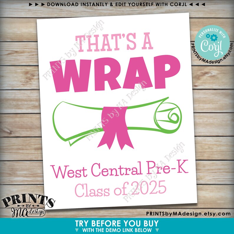 Editable That's a Wrap Sign Graduation Diploma Custom - Etsy