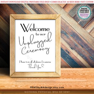 Unplugged Wedding Sign, Unplugged Ceremony, Please No Phones or Cameras ...