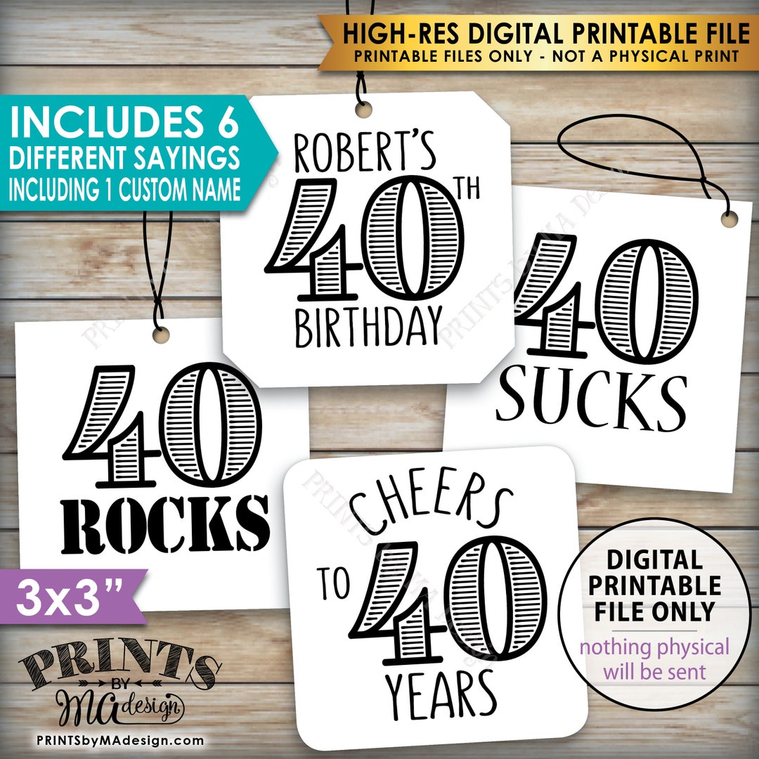 40th Birthday Tags, Funny 40th Bday Candy Bar, 40 Sucks, 40 Blows, 40 ...