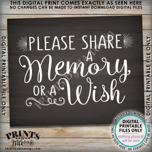 Share a Memory or a Wish Sign, Write a Memory, Share Memories, Birthday ...