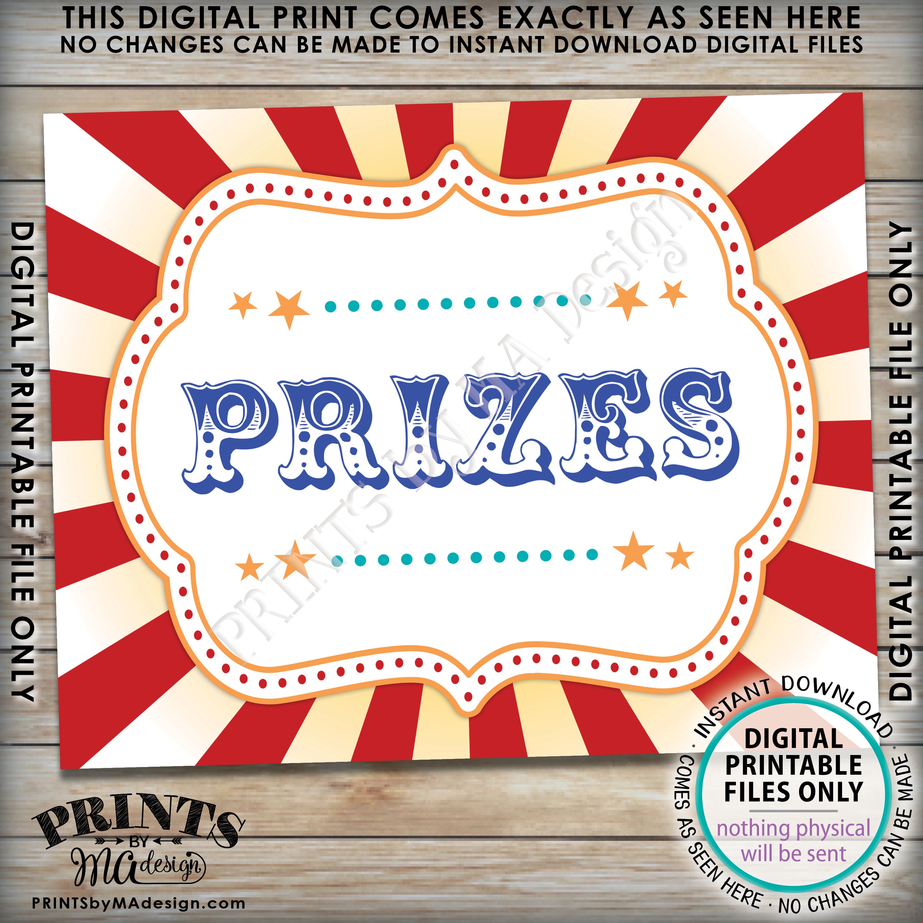 Carnival Prizes Sign, Carnival Party, Circus Games, Birthday Circus ...