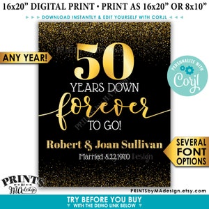 Years Down Forever to Go Anniversary Party Sign, Any Year, Custom ...