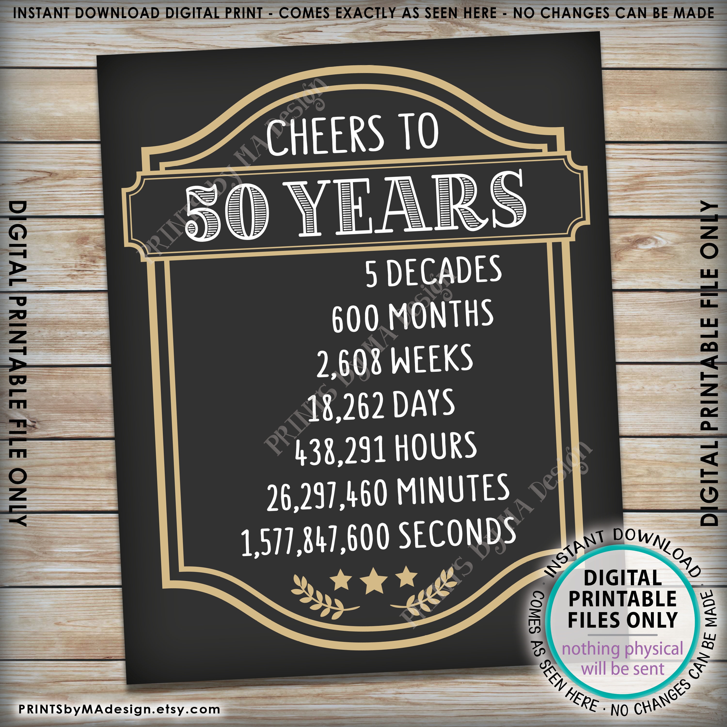 Cheers To 50 Years 50th Birthday Sign 50th Anniversary Cheers