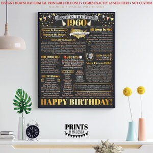 Back in the Year 1960 Birthday Sign, Flashback to 1960 Poster Board ...