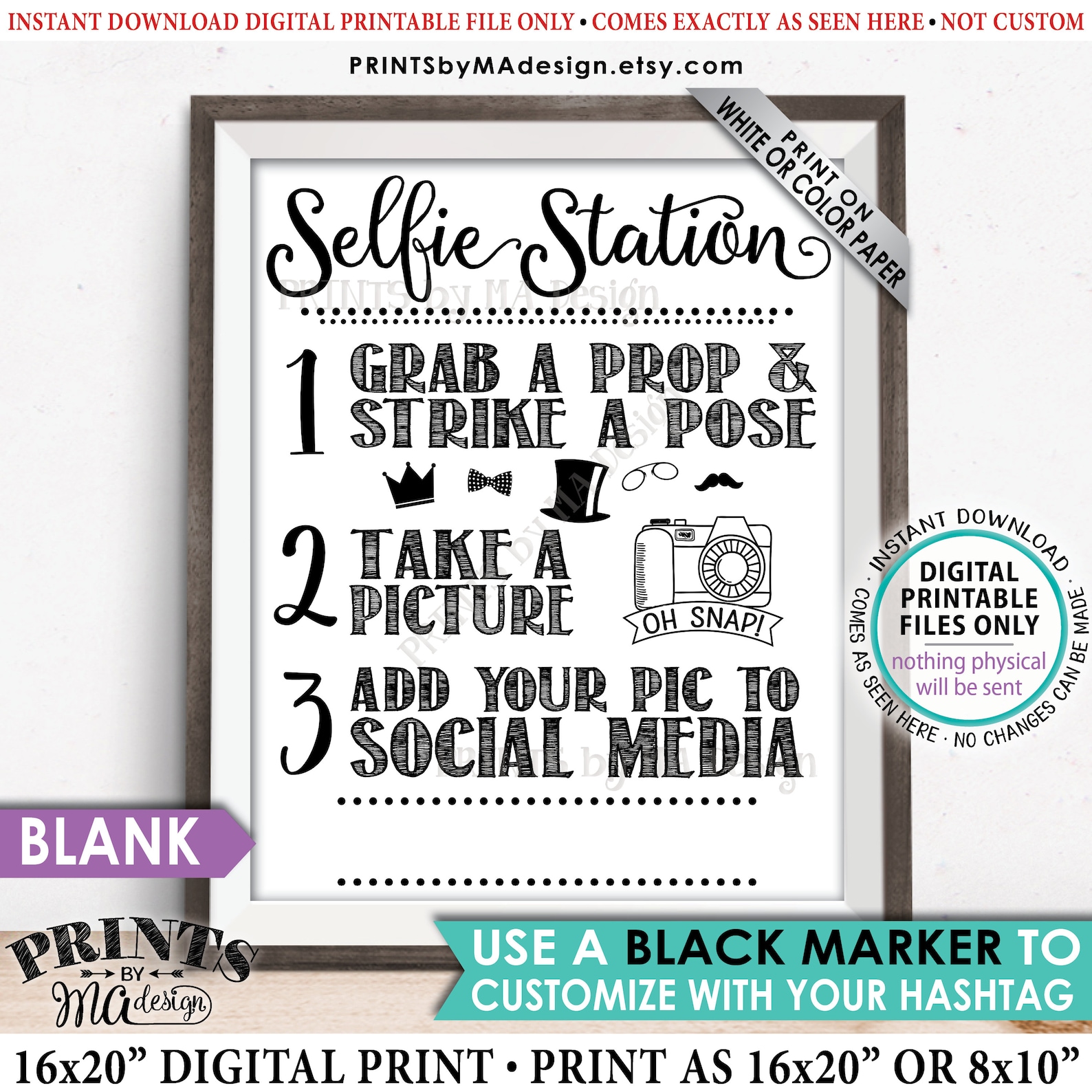 Selfie Station Sign, Share Your Pic on Social Media, Snap a Photo and ...