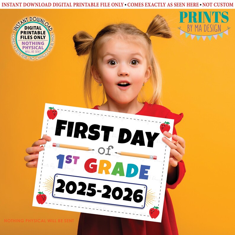 First Day of School Sign, First Grader, Starting 1st Grade, 2025-2026 ...