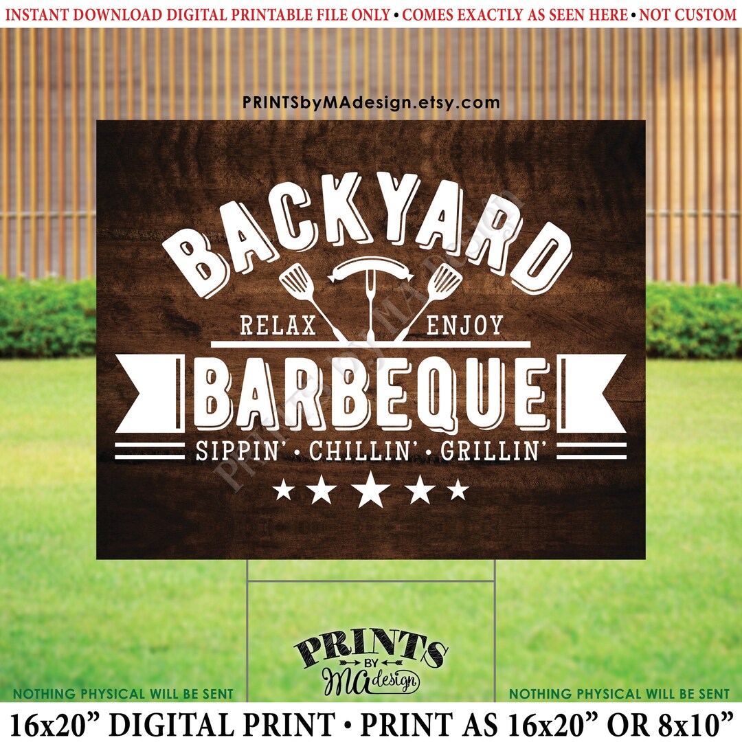 Backyard Barbeque Sign, Backyard BBQ, Barbie Grill Smokehouse ...