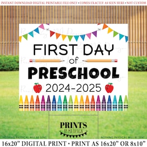 First Day of School Sign, Preschooler, Starting Preschool, Pre-k, 2024 ...
