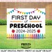 First Day of School Sign, Preschooler, Starting Preschool, Pre-k, 2024 ...