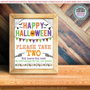 Please Take Two Treats Sign, Happy Halloween Trick-or-treat Sign ...