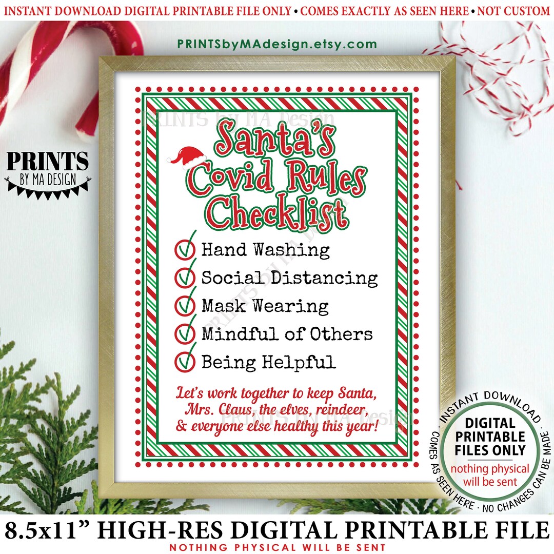 Elf Quarantine Checklist Keep Santa Healthy During Covid - Etsy