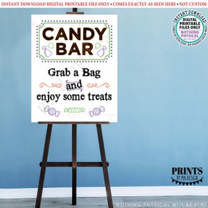 Halloween Candy Bar Sign, Grab a Bag and Enjoy Some Treats, Halloween ...