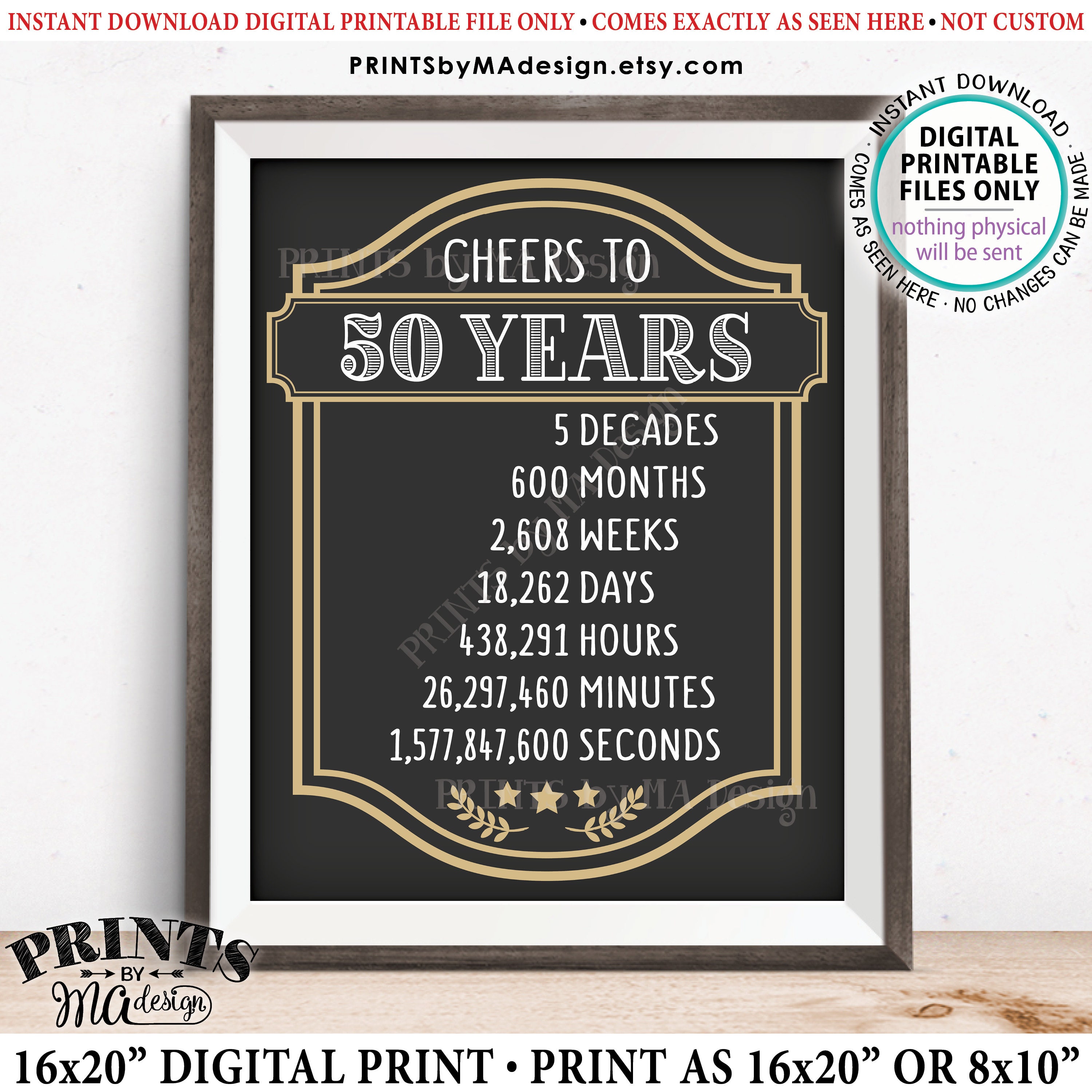 Cheers To 50 Years 50th Birthday Sign 50th Anniversary Cheers
