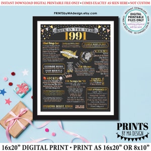 Back in the Year 1991 Poster Board, Remember 1991 Sign, Flashback to ...