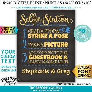 Selfie Station Sign, Custom Step Number 3 and Bottom Line of Text ...