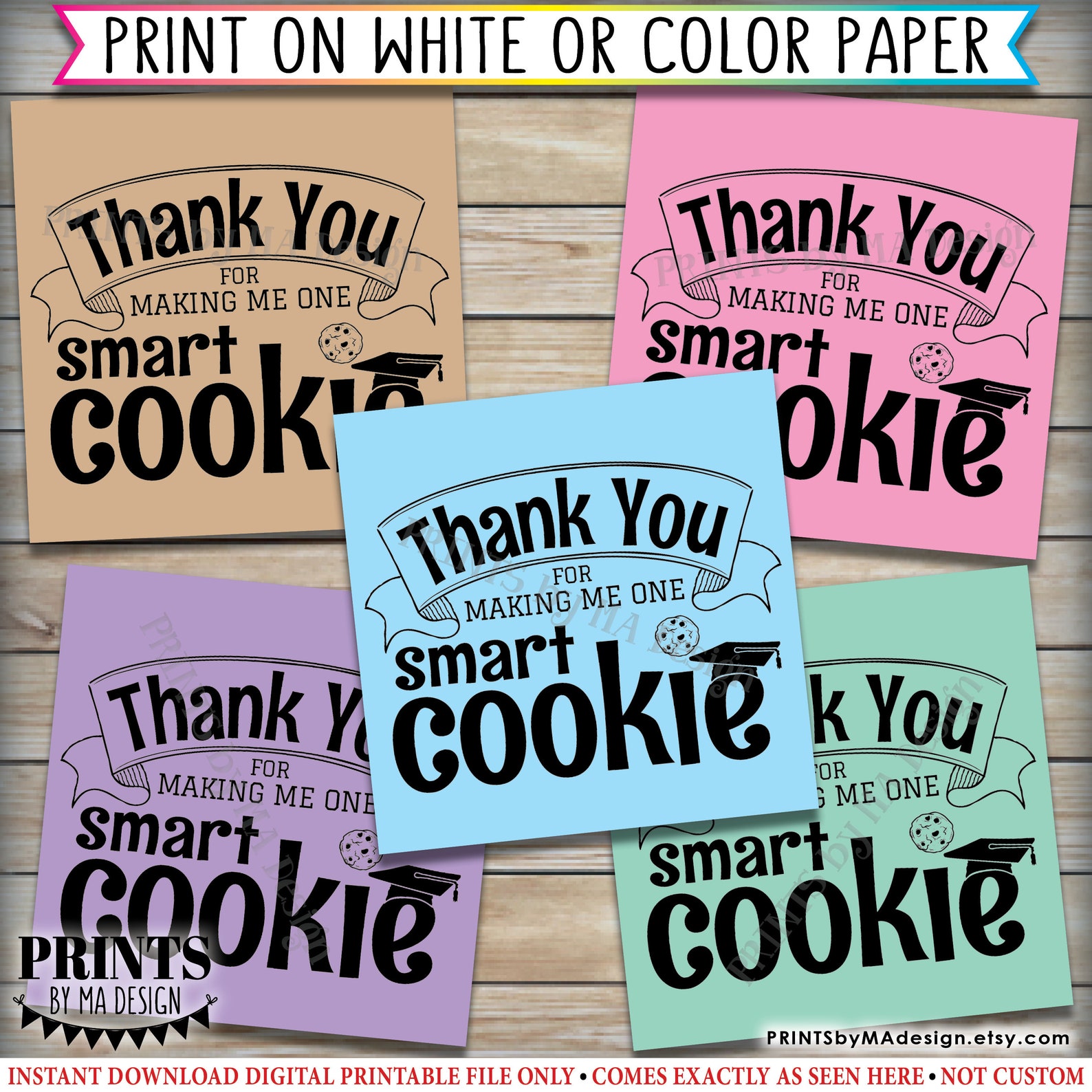 Thank You for Making Me One Smart Cookie Cards or Tags | Etsy