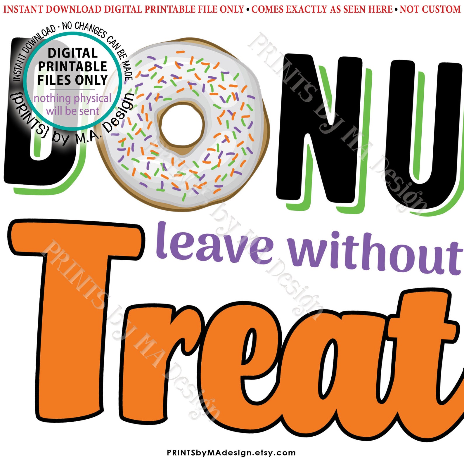 Donut Leave Without a Treat Sign Halloween Sweet Treats | Etsy