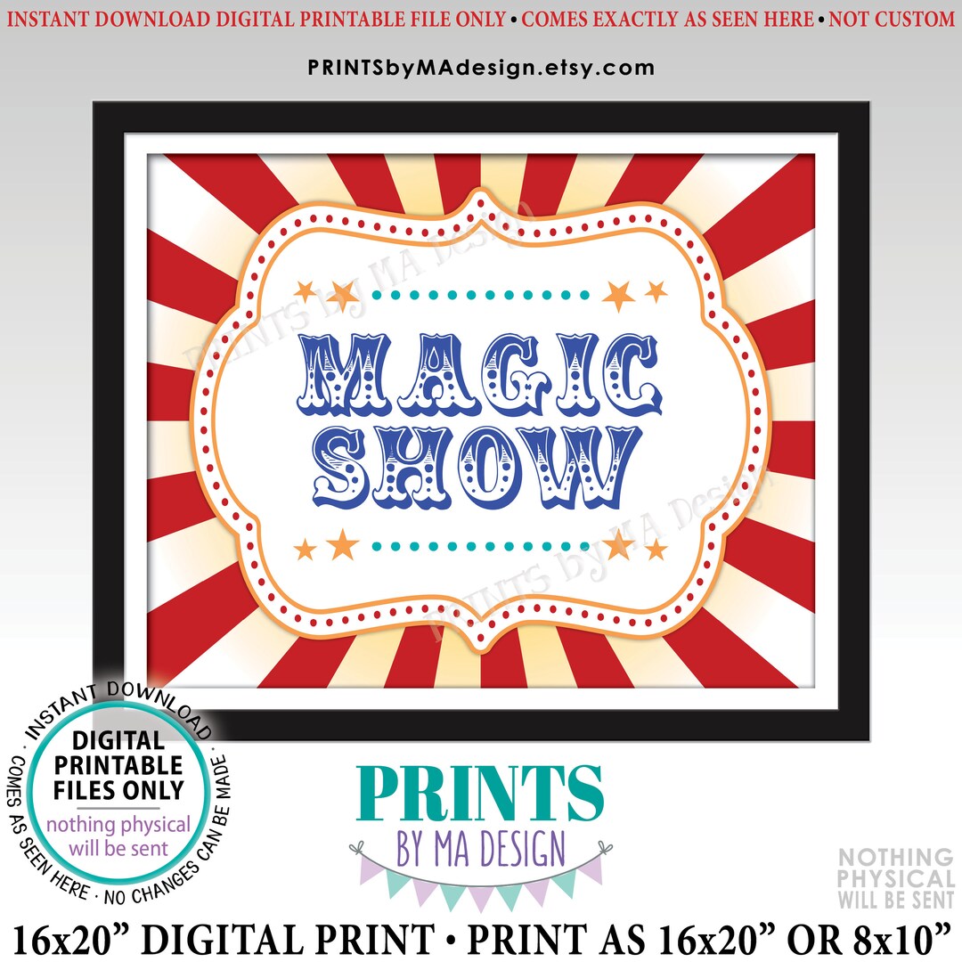 Carnival Magic Show Sign, Circus Birthday Party Activities, Festival ...