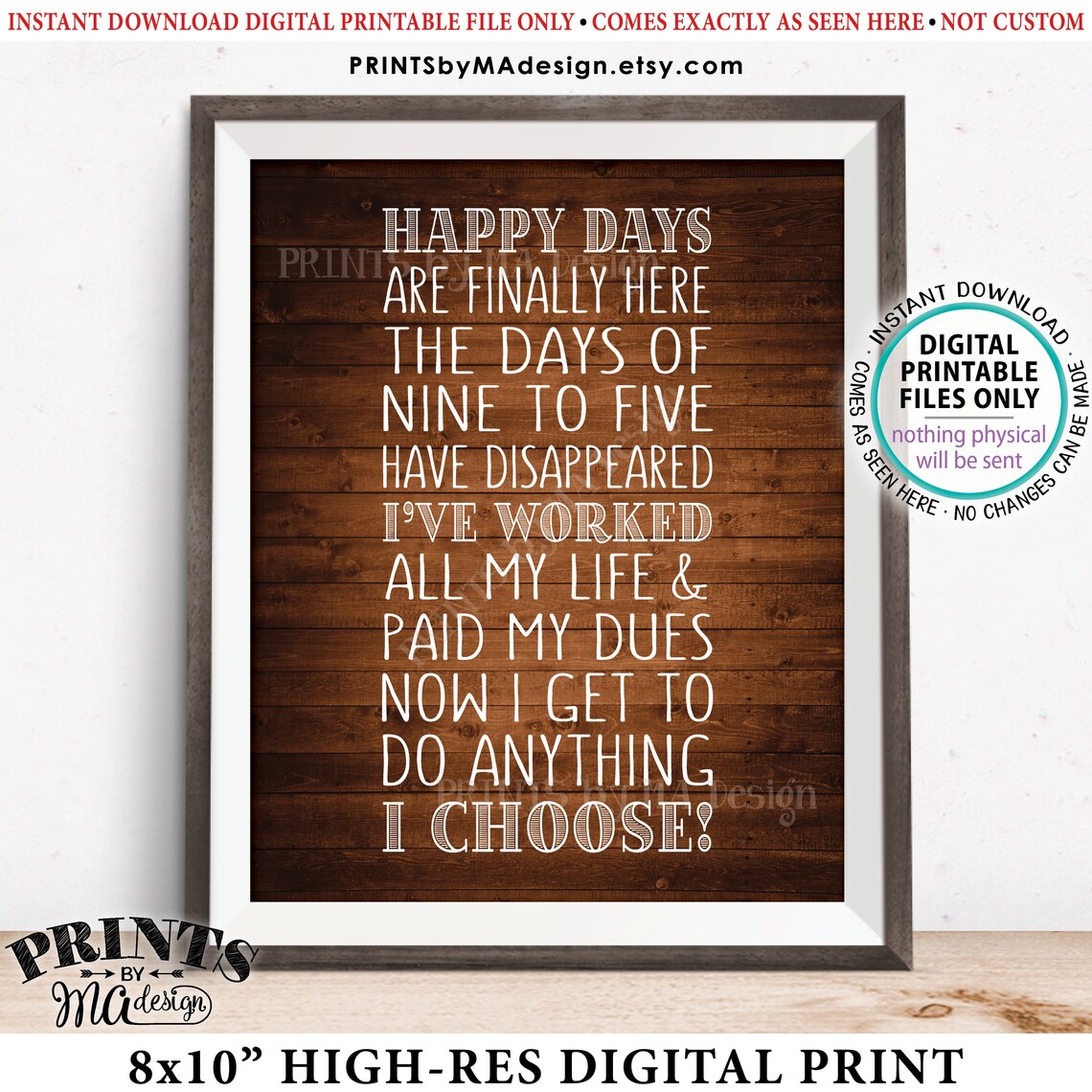 Retirement Poem Fun Retirement Party Ideas Happy Days Are - Etsy