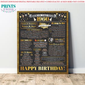 Back in the Year 1960 Birthday Sign, Flashback to 1960 Poster Board ...