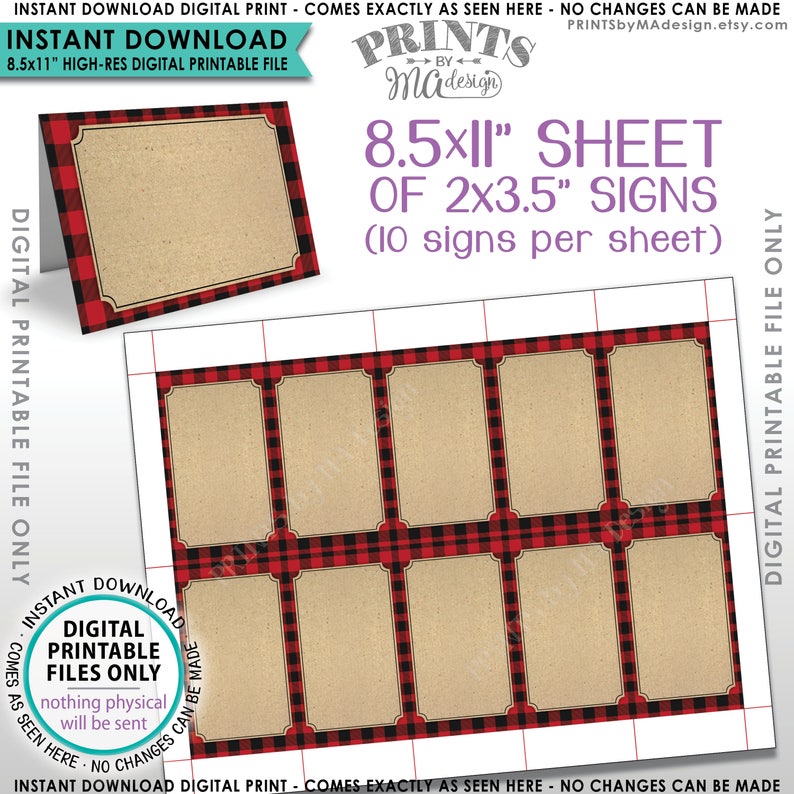 Lumberjack Theme Labels Red Checker Buffalo Plaid Food Labels - Etsy