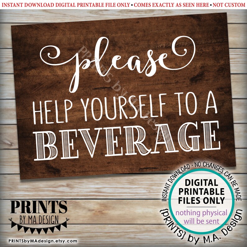 Beverage Station Sign Please Help Yourself to a Beverage | Etsy