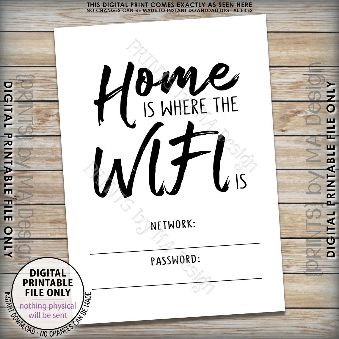 WIFI Password Printable Sign Wifi Password Sign Home Wifi | Etsy