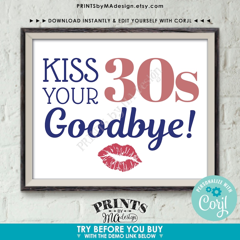 Funny Birthday Sign Kiss Your ___s Goodbye Custom Number & | Etsy