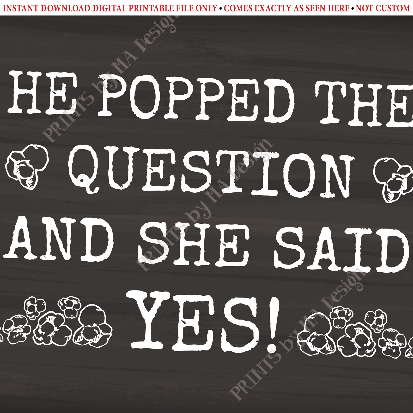 Wedding Popcorn Sign He Popped the Question and She Said Yes - Etsy