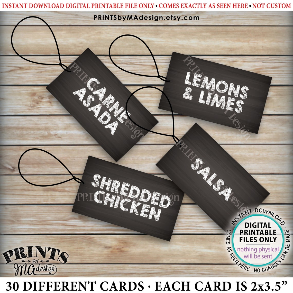 Taco Bar Labels Fiesta Mini Menu Taco Menu Signs PRINTABLE | Etsy