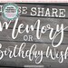 Share a Memory or Birthday Wish Sign, Write a Memory, Share Memories ...