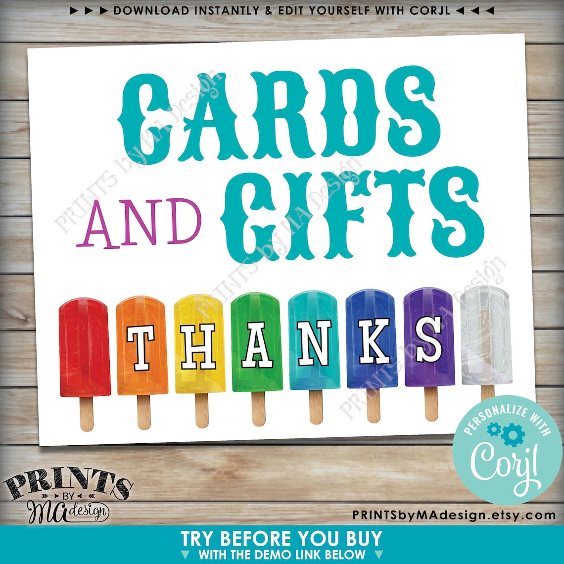 Editable Ice Pops Sign Custom PRINTABLE 8x10/16x20 Landscape | Etsy