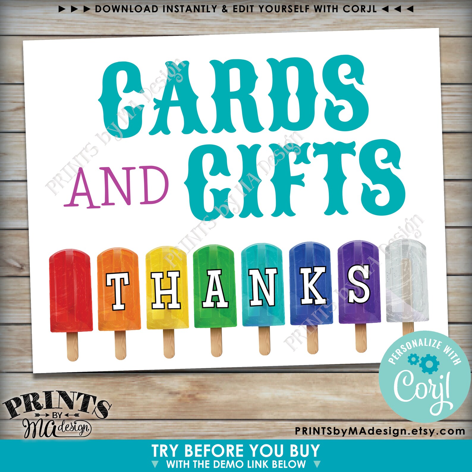 Editable Ice Pops Sign Custom PRINTABLE 8x10/16x20 Landscape | Etsy