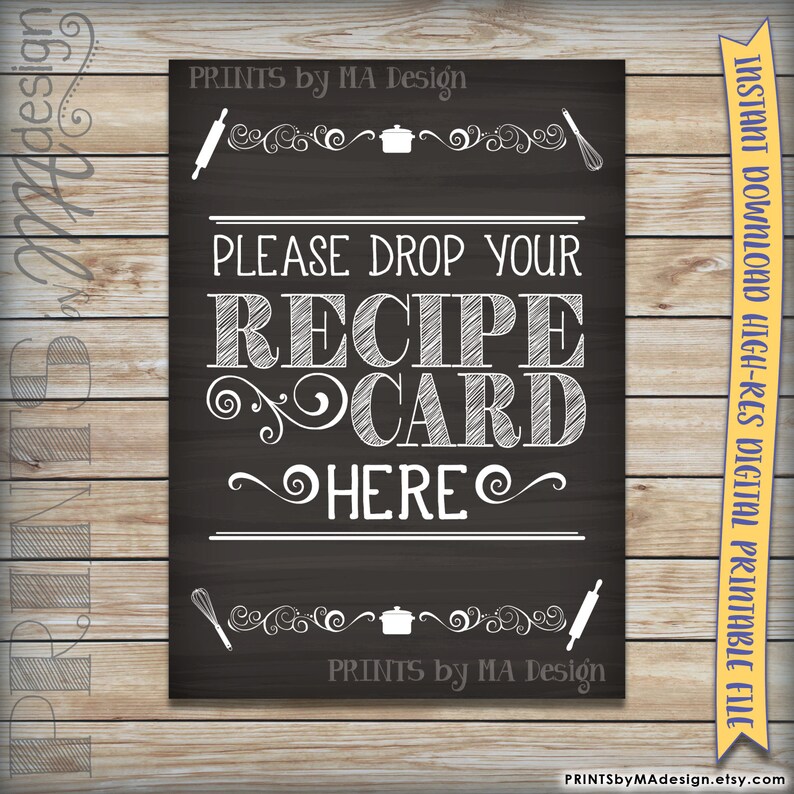 Drop Your Recipe Card Here Sign Recipe Card Drop-off Wedding - Etsy
