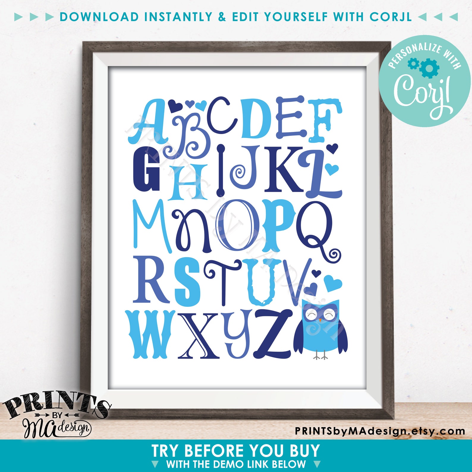 Owl Themed Alphabet Decor Nursery Decoration Baby Shower | Etsy