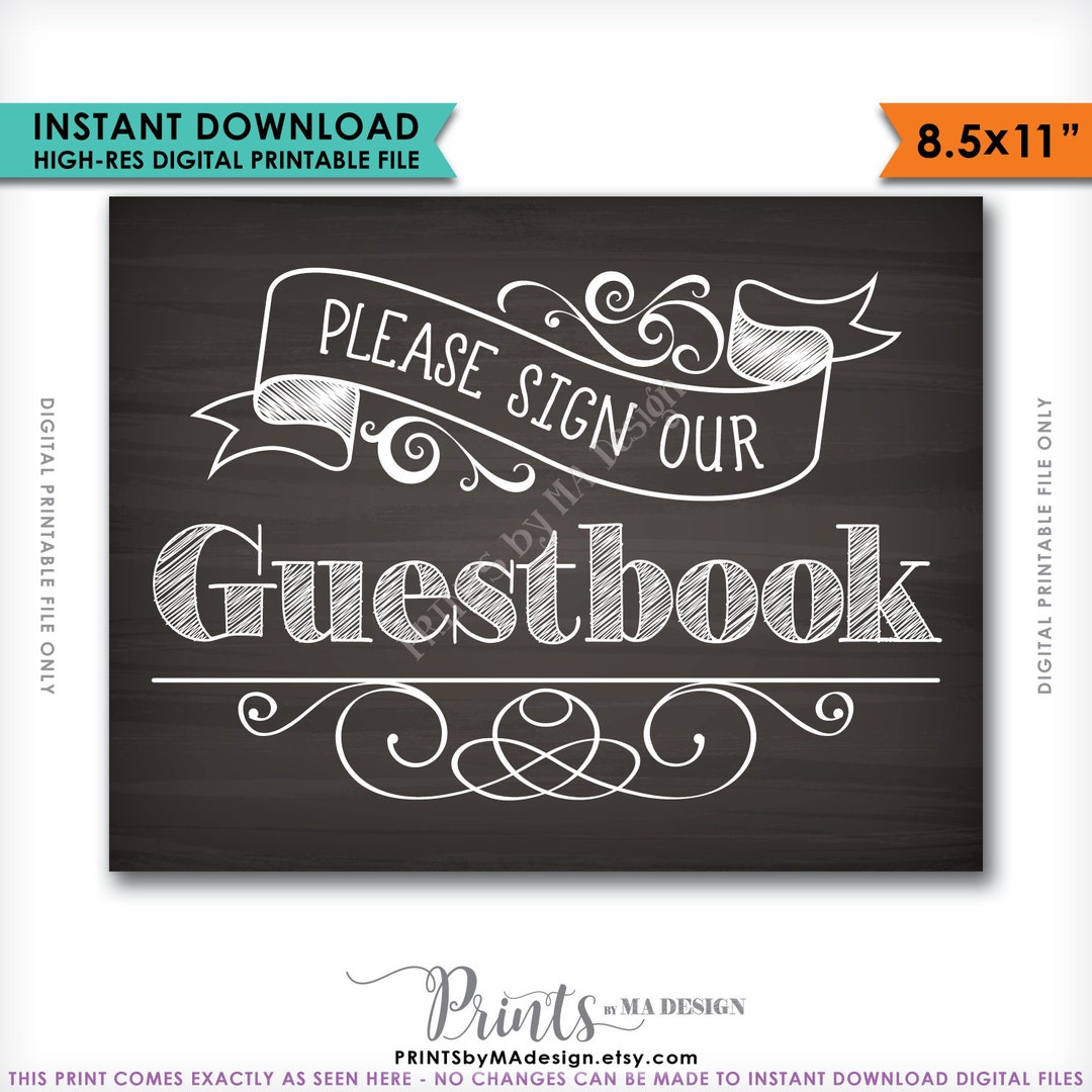 Please Sign Our Guestbook Wedding Chalkboard, Sign the Guest Book ...