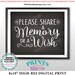 Share a Memory or a Wish Sign, Write a Memory, Share Memories, Birthday ...