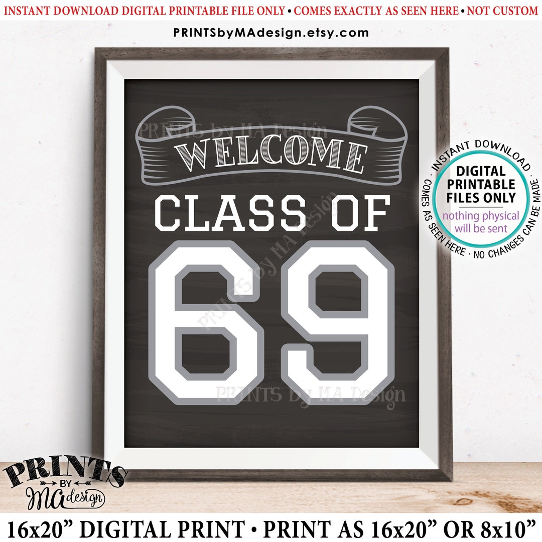 Class of 69 Sign, Welcome Class of 1969 Reunion Decorations, Chalkboard ...