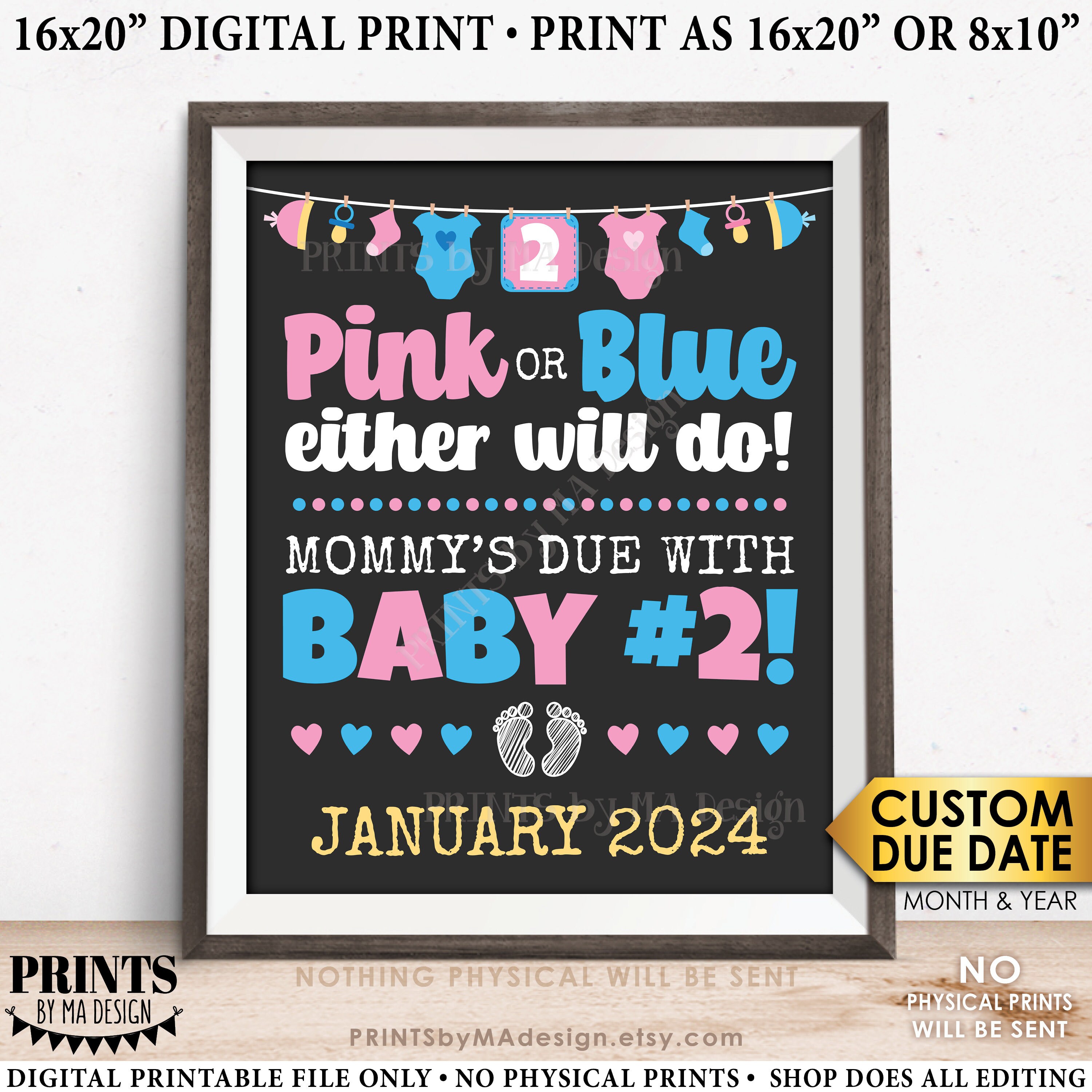 Baby Number 2 Pregnancy Announcement, Pink or Blue Either Will Do ...